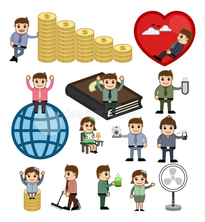 Set of Business Cartoon Vector Concepts Stock Vector - Illustration of ...