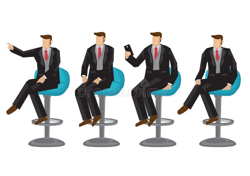 Set Of Business Characters In Four Sitting Positions Stock Vector ...