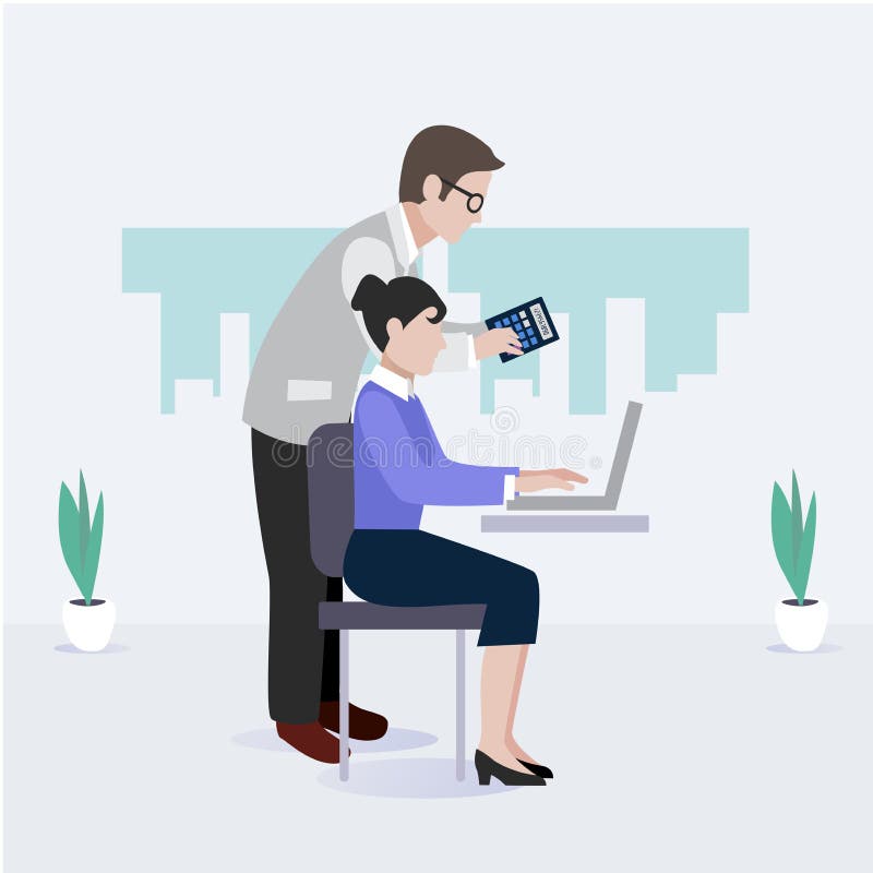 Set of Business Characters Working in Office Stock Illustration ...