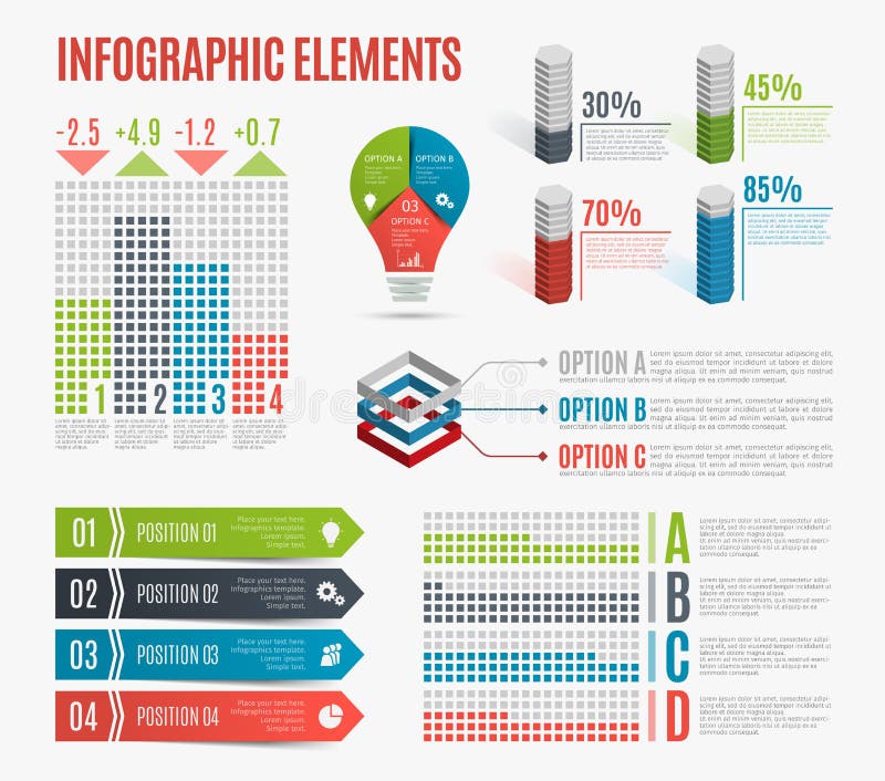 Colorful Infographic Process Chart and Arrows with Step Up Options ...