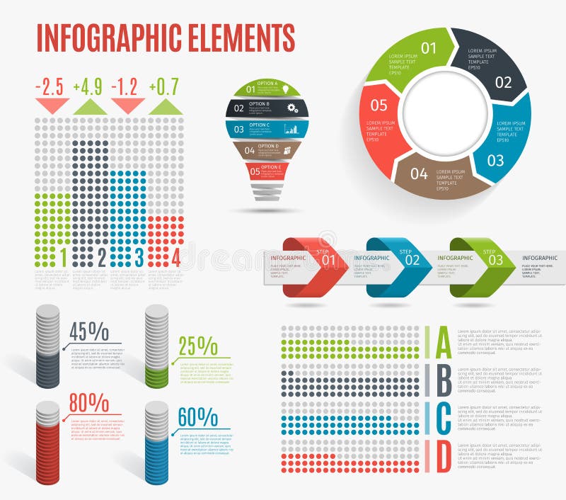 Colorful Infographic Process Chart and Arrows with Step Up Options ...