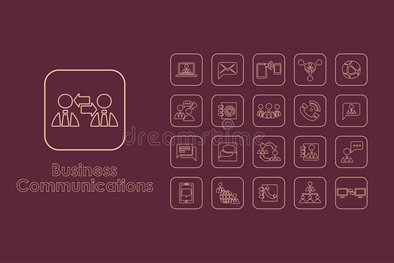 Set of Business Communications Simple Icons Stock Vector - Illustration ...