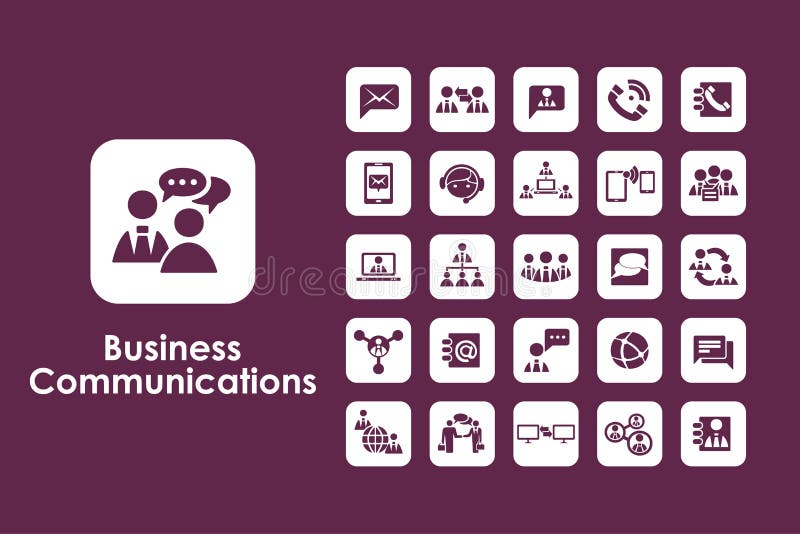 Set of Business Communications Simple Icons Stock Vector - Illustration ...