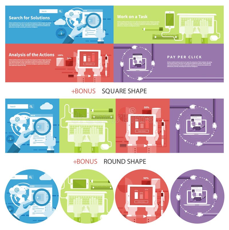 Set of Business Concept Banner Stock Vector - Illustration of analysis ...