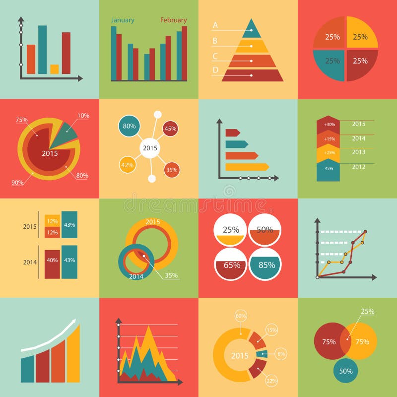 Set of Business Data Market Elements, Diagrams Stock Vector ...