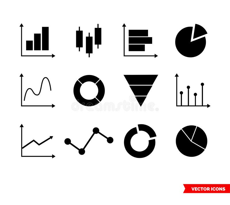 Set of Business Data Related Icons. Black and White Type. Isolated ...