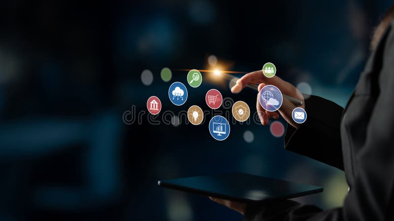 Digital Service Ecosystem and Business Icon Network Latch Stock ...