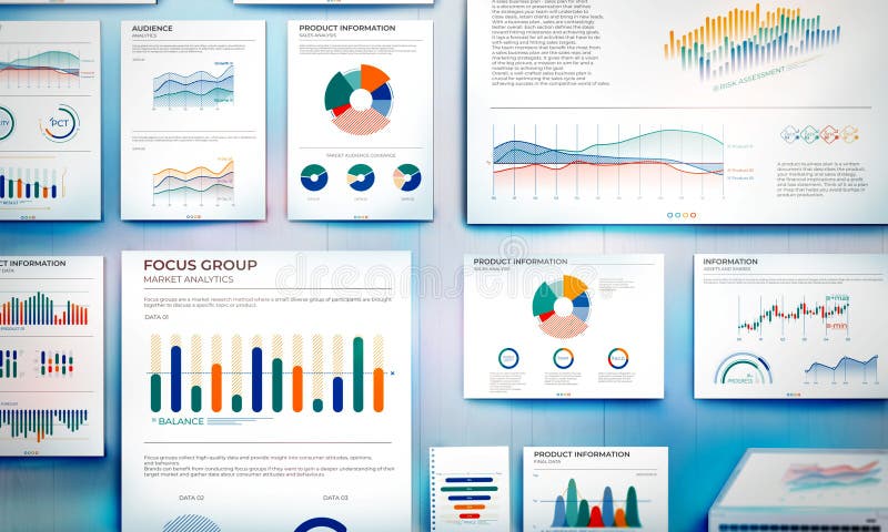 Set of Business Documents with Infographics on the Table. Stock Photo ...