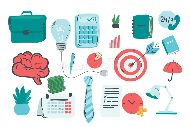 Set of Business Doodle Elements Made in Vector. Idea, Businessman ...