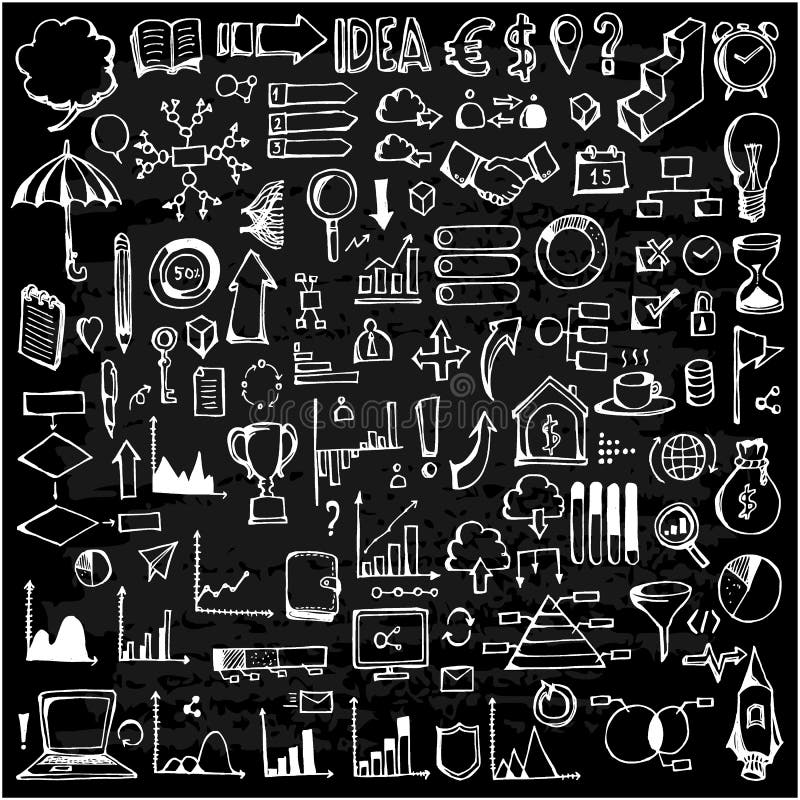 Set of Business Drawing Illustration Hand Drawn Doodle Sketch Line ...