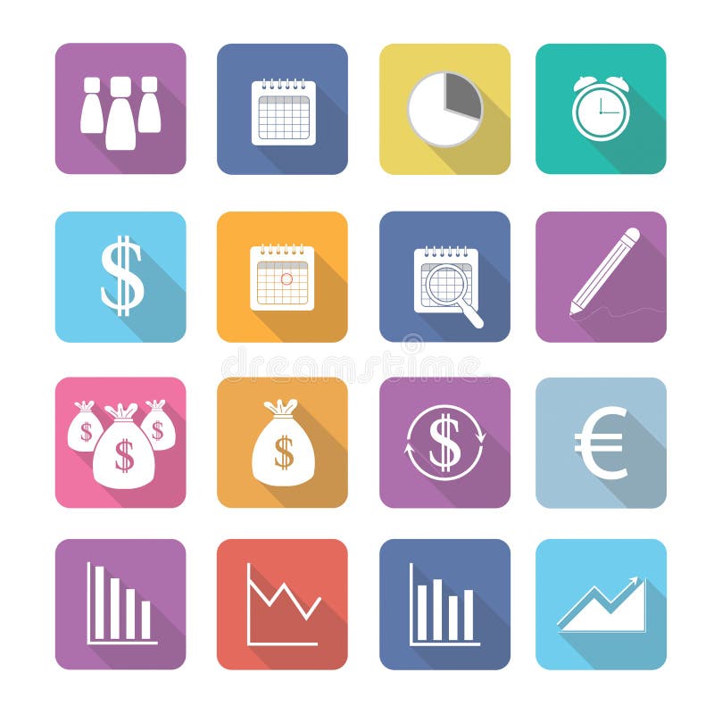 Set of Business Elements Icons in Flat Design Stock Vector ...