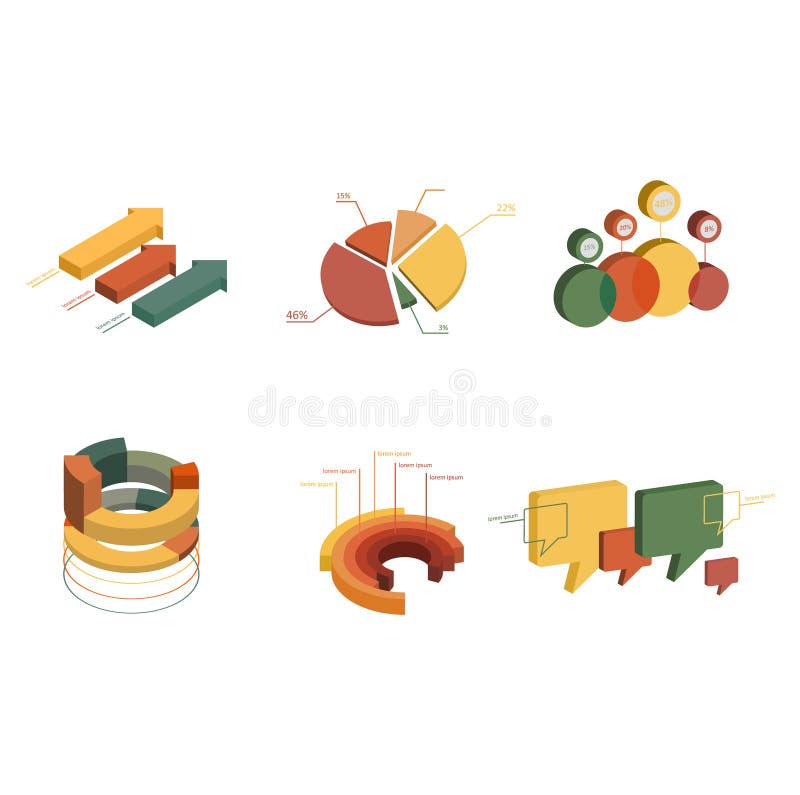 Set of Business Flat, 3D Design Graph Stock Vector - Illustration of ...