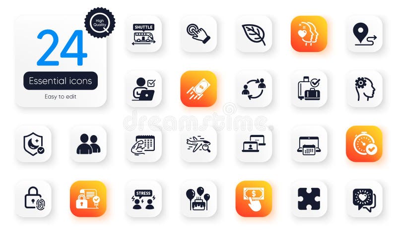 Set of Business Flat Icons. Search Flight, Outsource Work and Journey ...