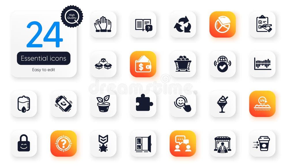 Set of Business Flat Icons. Vote, Pie Chart and Drop Counter Elements ...