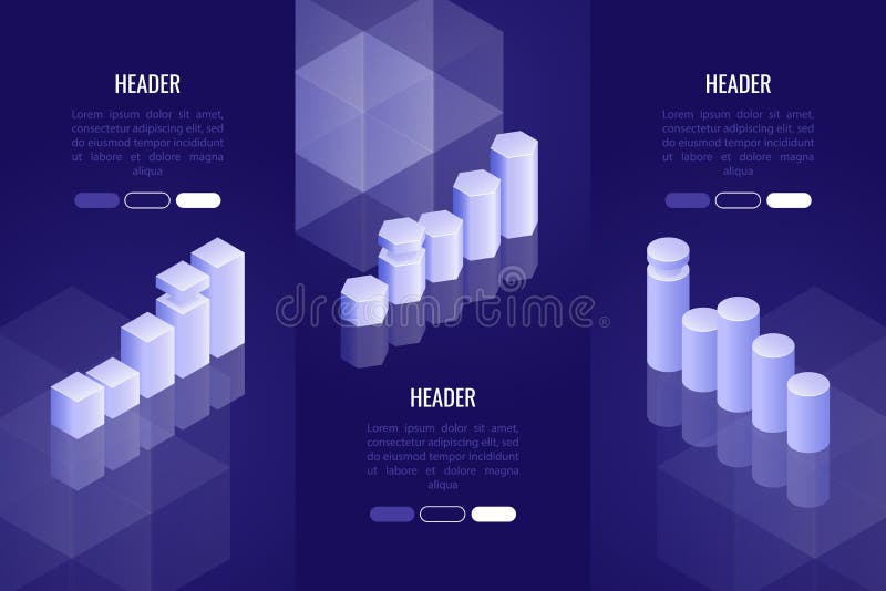 Set of 3 Business Headers with Various Chart and Graph. Data ...