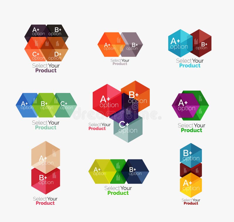 Set of Business Hexagon Layouts with Text and Options Stock Vector ...