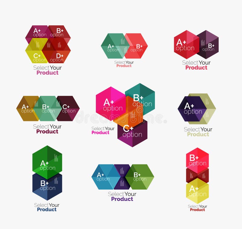 Set of Business Hexagon Layouts with Text and Options Stock Vector ...