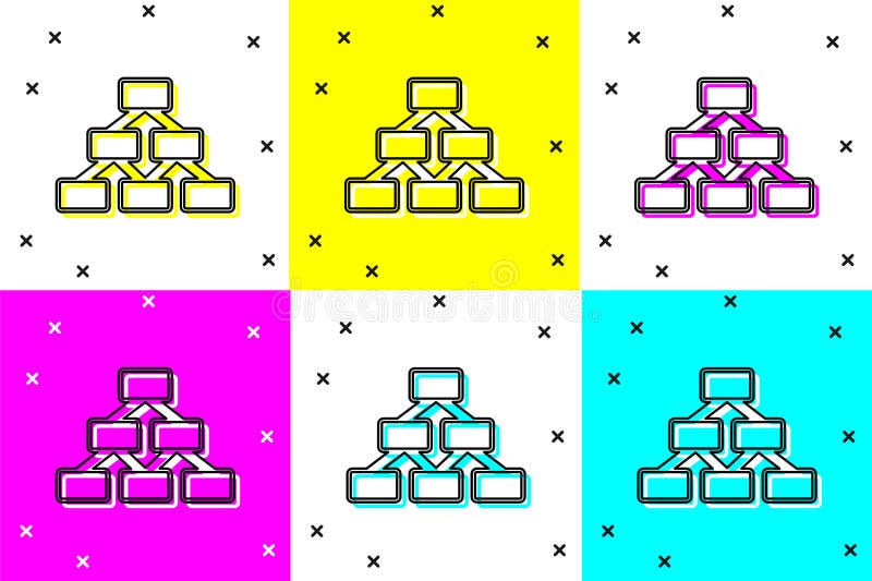 Set Business Hierarchy Organogram Chart Infographics Icon Isolated on ... Set Business Hierarchy Organogram Chart Infographics Icon Isolated on ...