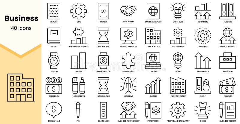 Set of Business Icons. Simple Line Art Style Icons Pack Stock Vector ...