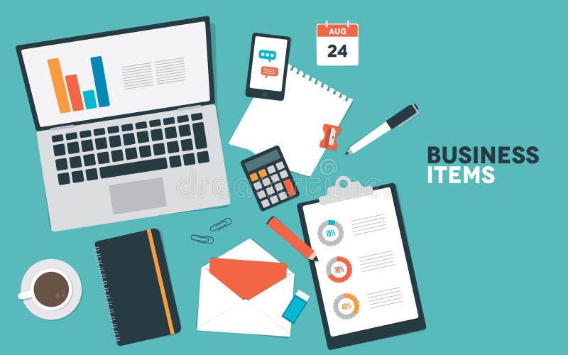 Set of business items stock vector. Illustration of sharpener - 74676930