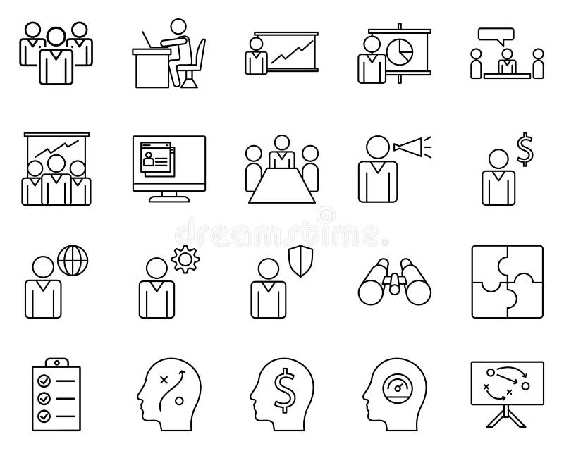 Set of Business Managmant Icon Set Human Mind, Performance ...