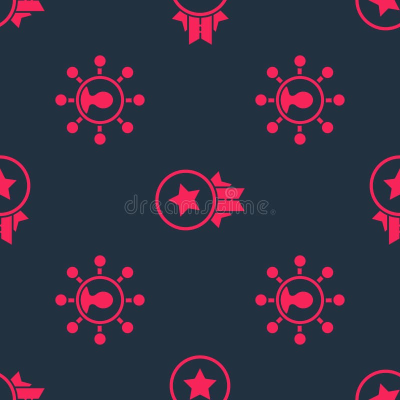 Set Business Network and Communication and Medal with Star on Seamless ...