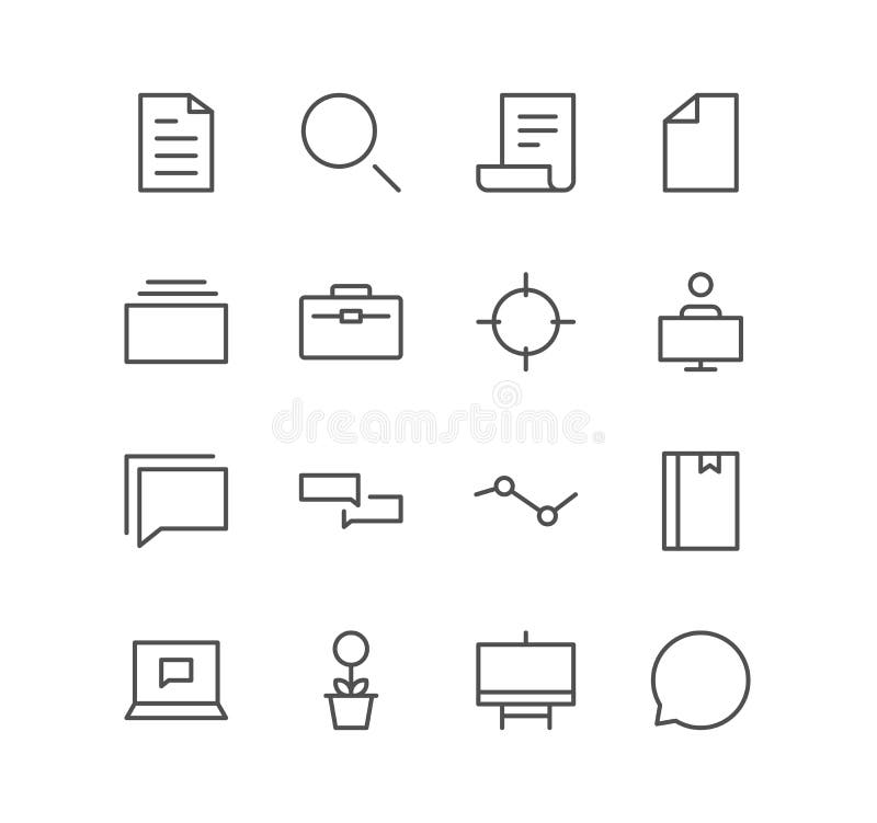 Set of Business and Office Icons, Bag, Folder, Printer, Communication ...