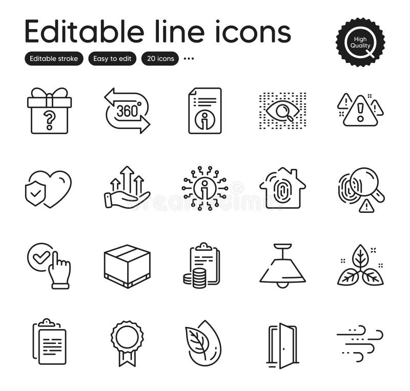 Set of Business Outline Icons. Contains Icons As Secret Gift, Technical ...