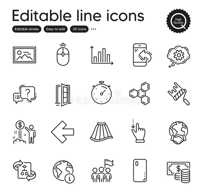 Set of Business Outline Icons. Contains Icons As Chemical Formula, Open ...