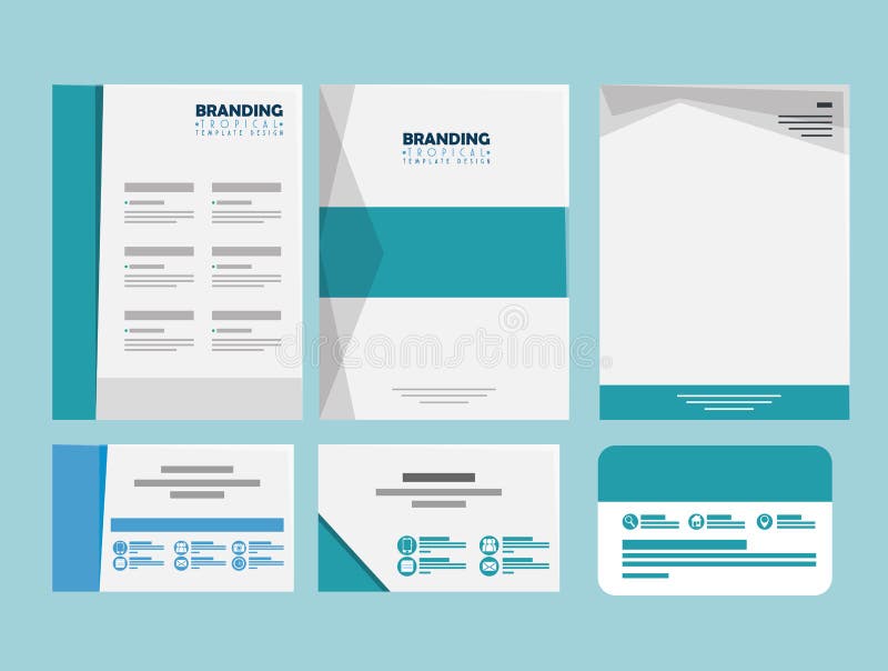 Set of Business Papers Documents and Card Style Stock Illustration ...