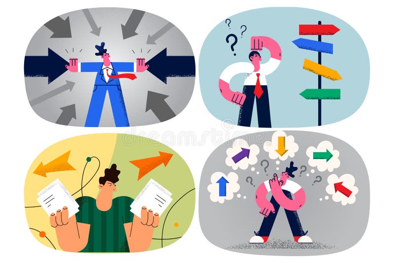 Set of Business People Think of Problem Solution Stock Vector ...
