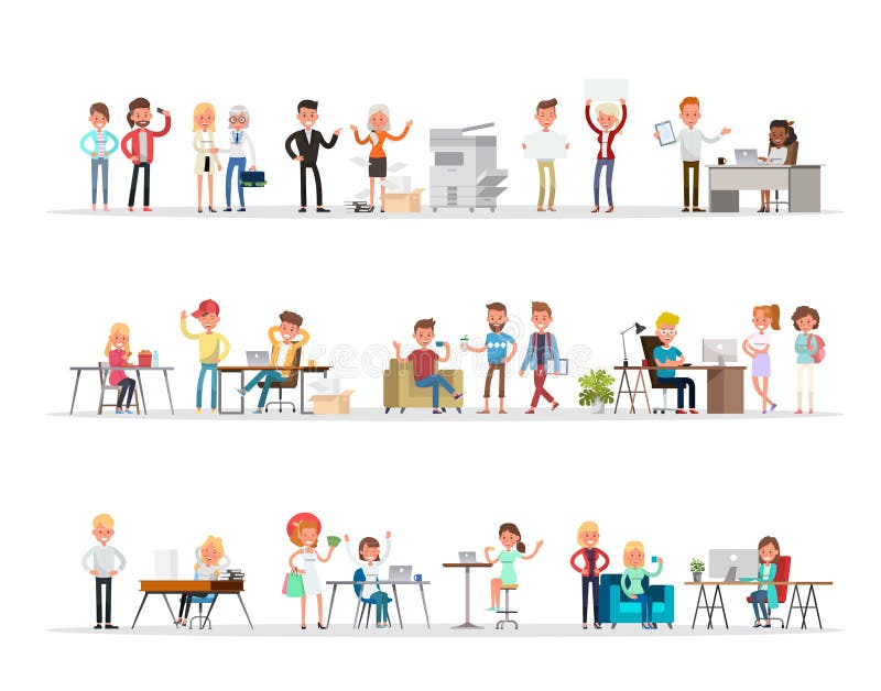 Set of Business People Working in Office Character Vector Design No6 ...
