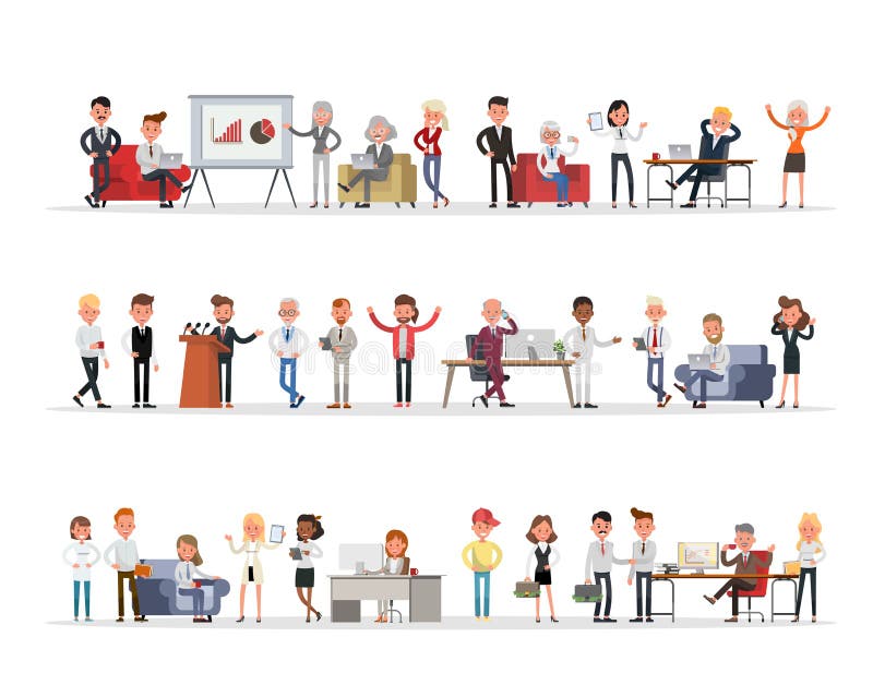 Set of Business People Working in Office Character Vector Design No9 ...
