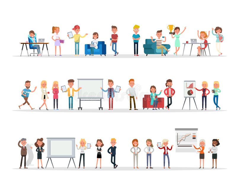 Set of Business People Working in Office Character Vector Design No10 ...