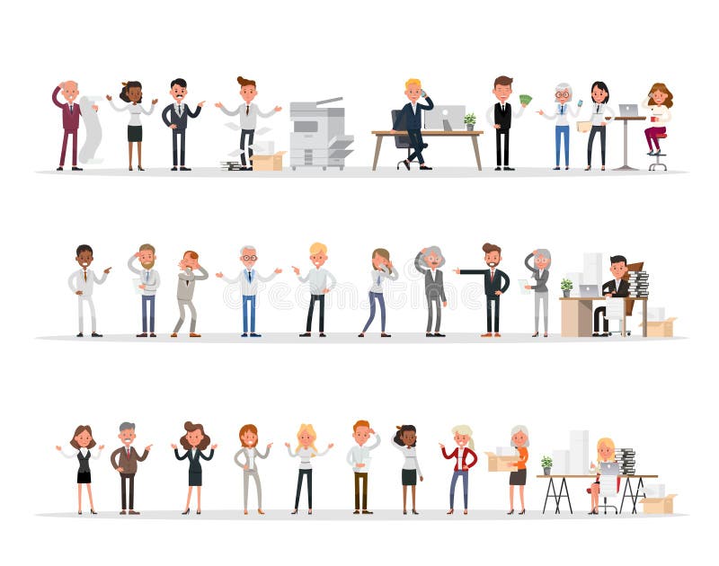 Set of Business People Working in Office Character Vector Design No12 ...