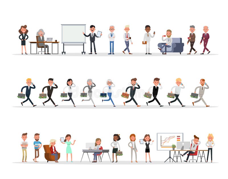 Set of Business People Working in Office Character Vector Design No15 ...