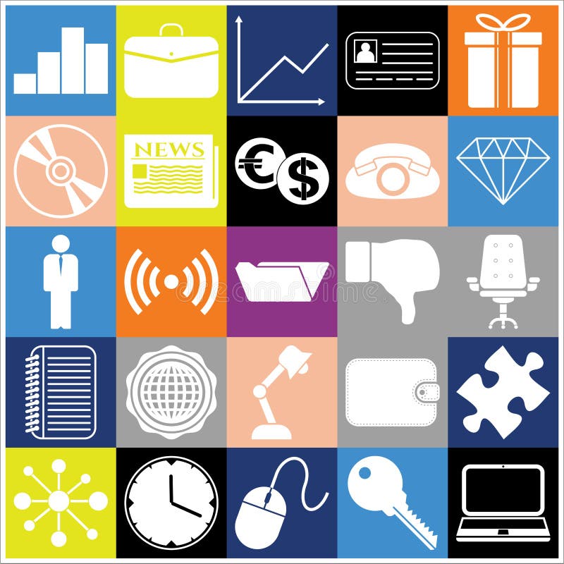 Set of 25 Business Related Icons. Flat Design Stock Vector ...