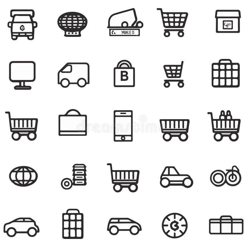 Set of Business and Shopping Icons Stock Vector - Illustration of ...
