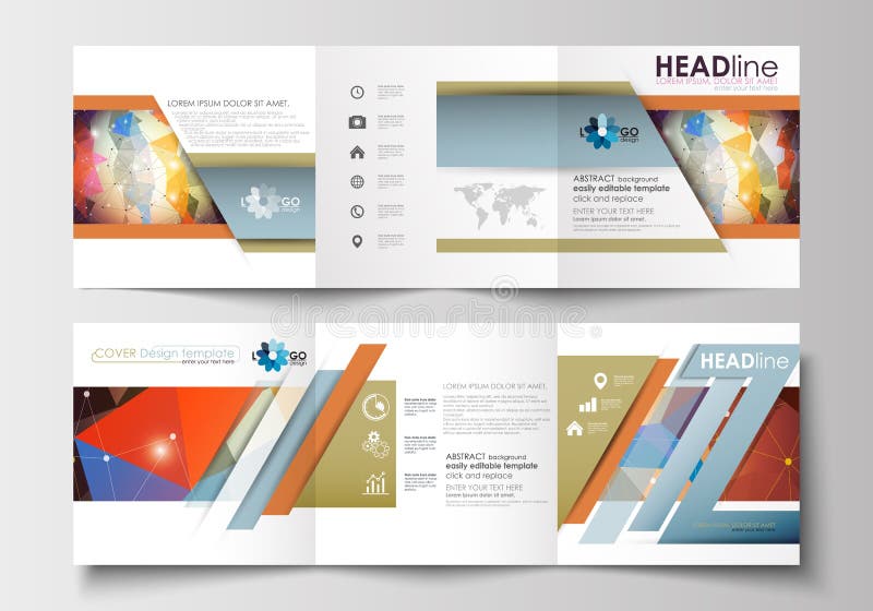Set of Business Square Templates for Tri-fold Brochures. Leaflet Cover ...
