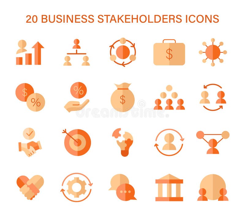 Set of Business Stakeholders Icons, Capturing Essential Elements Stock ...