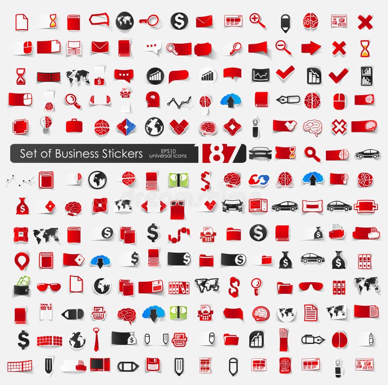 Set of business stickers stock vector. Illustration of exposition ...
