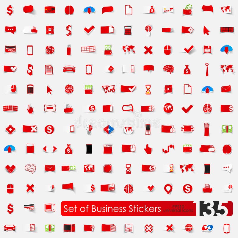 Set of business stickers stock vector. Illustration of chart - 58347837
