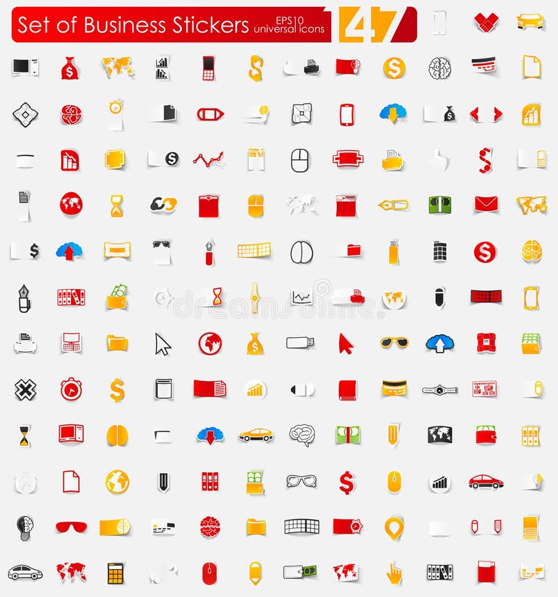 Set of business stickers stock vector. Illustration of group - 78778300