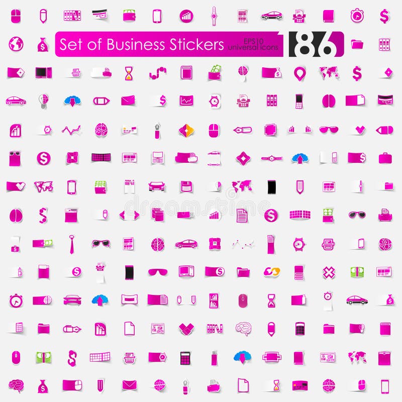 Set of business stickers stock vector. Illustration of communication ...