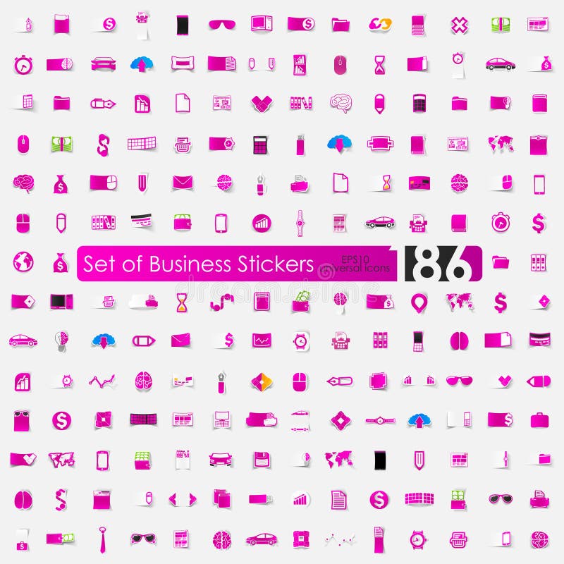 Set of business stickers stock vector. Illustration of drawing - 98351747