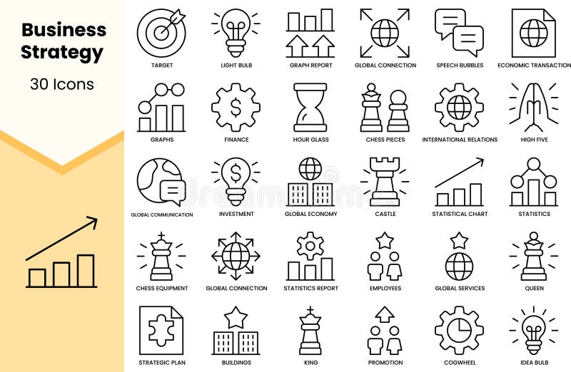 Set of Business Strategy Icons. Simple Line Art Style Icons Pack Stock ...