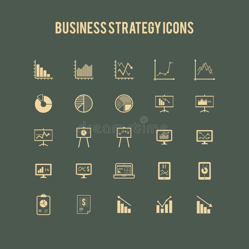 Set of Business Strategy Icons. Vector Illustration Decorative Design ...