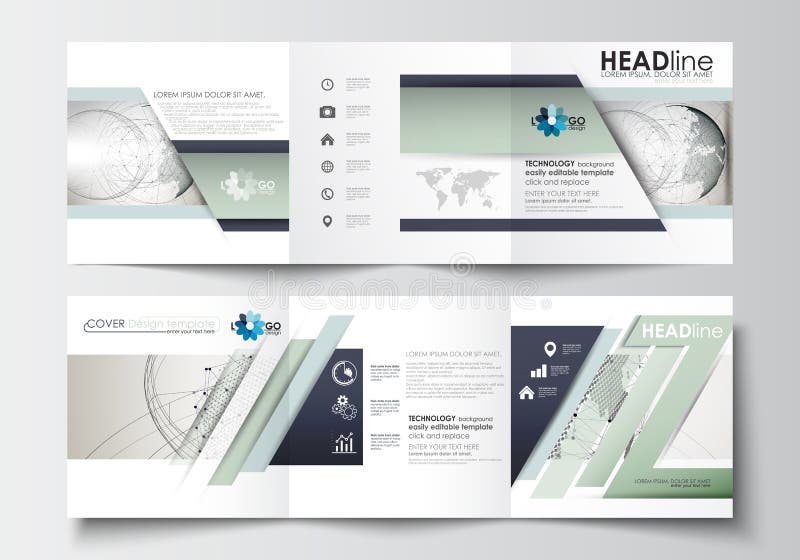 Set of Business Templates for Tri-fold Brochures. Square Design ...