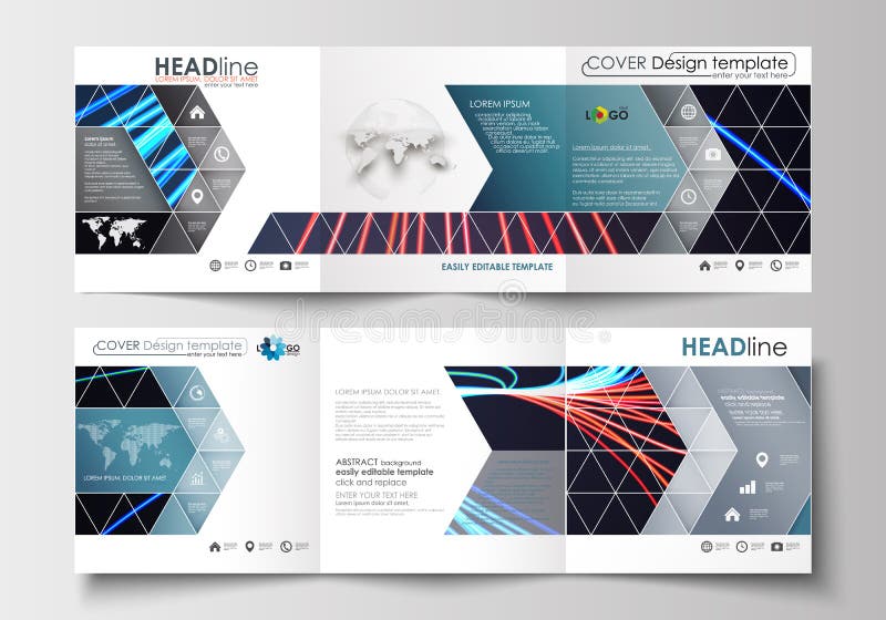 Set of Business Templates for Tri-fold Square Brochures. Leaflet Cover ...