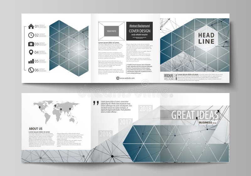 Set of Business Templates for Tri Fold Square Design Brochures. Leaflet ...